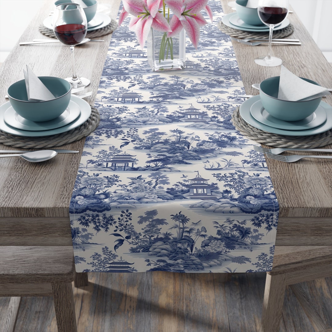 Chinoiserie Table Runner Blue Table Runner Hampton Blue Elegance Blue ...