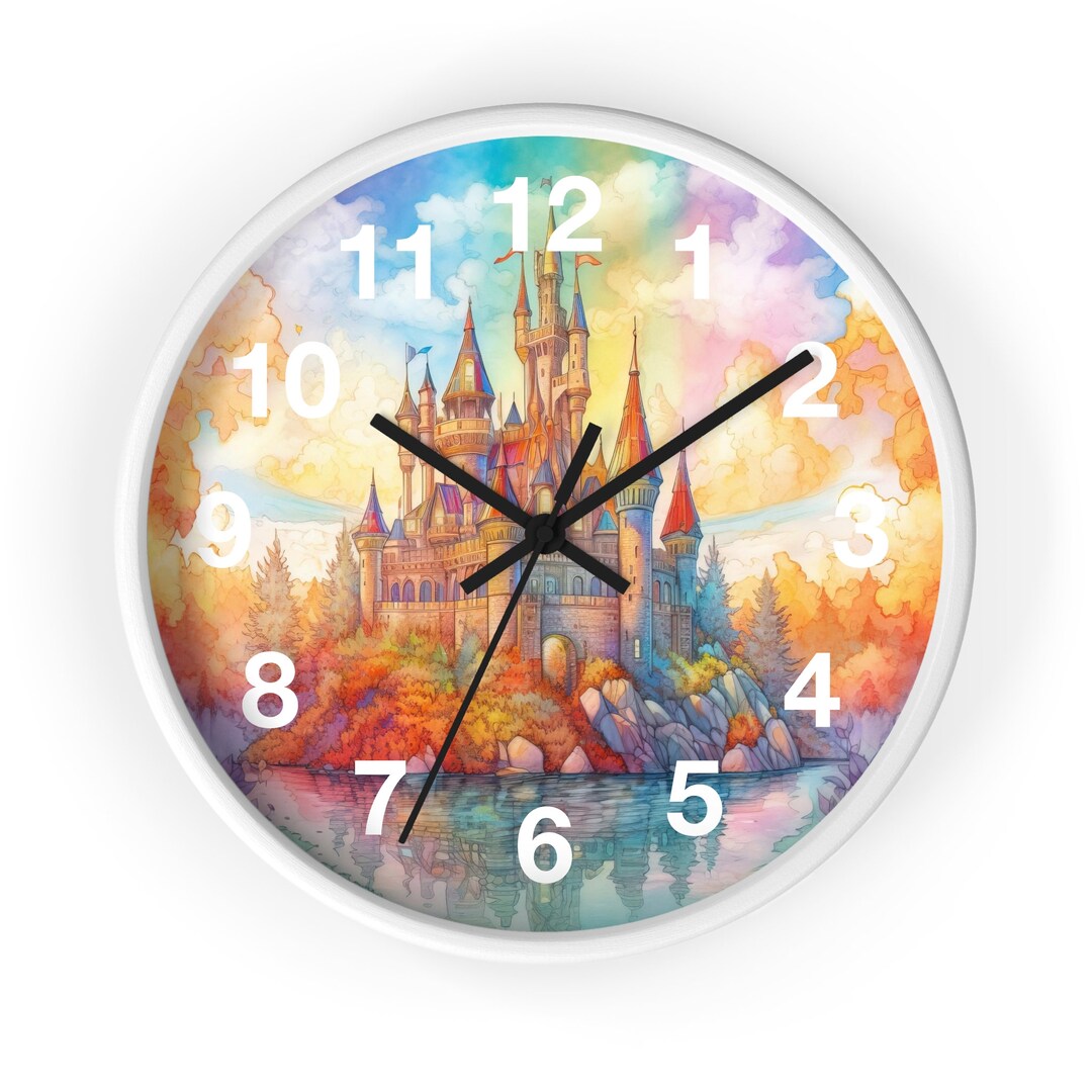 Castle Wall Clock Fairy Tales Majestic Clock Rainbow Castle Kids Wall ...