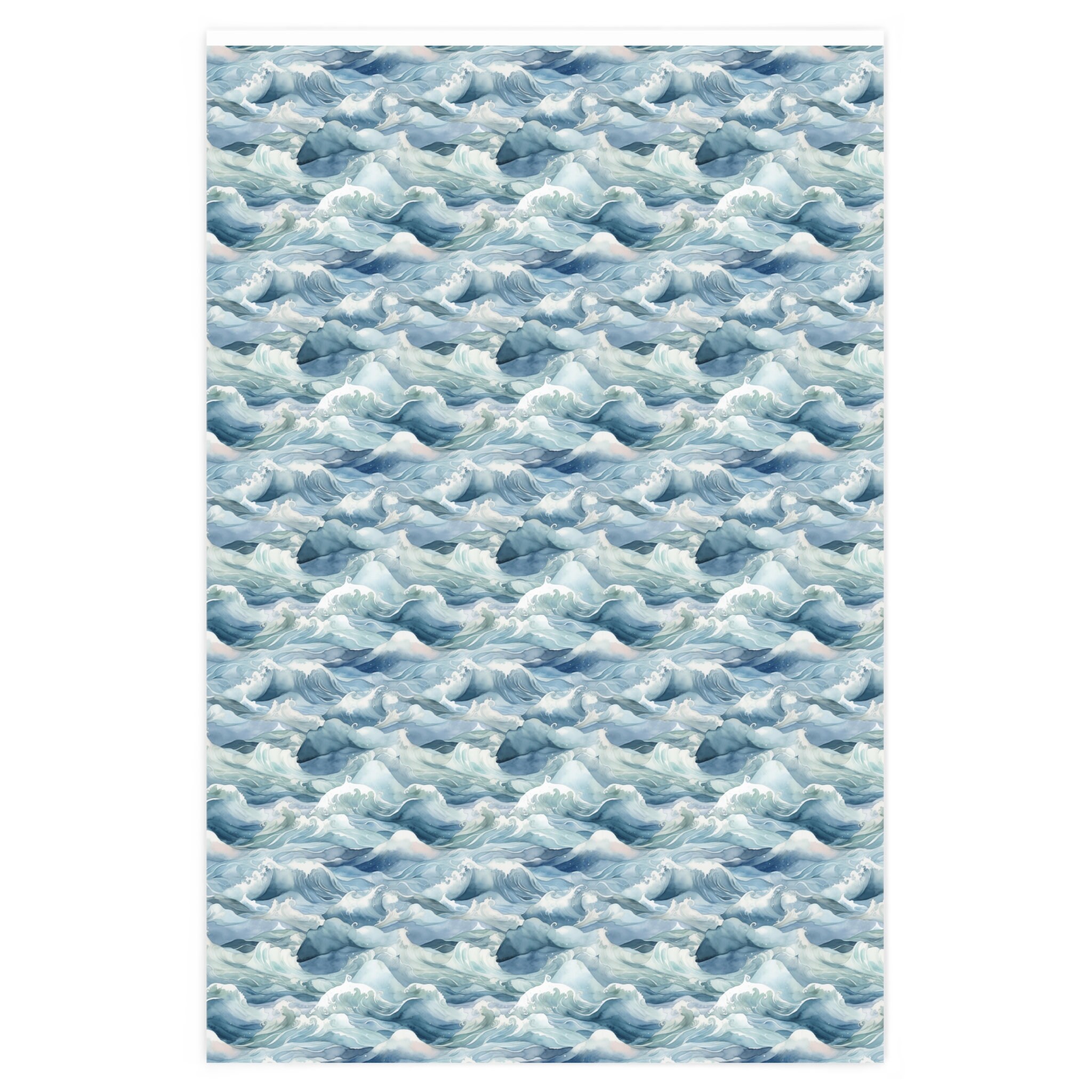 Watercolor Ocean Waves Wrapping Paper Beach Scene Gift Artistic Charm ...