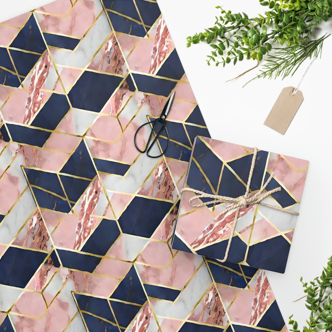 Pink Gold Marble Gift Wrap Marble Painting Wrap Holiday Gift Wrap ...