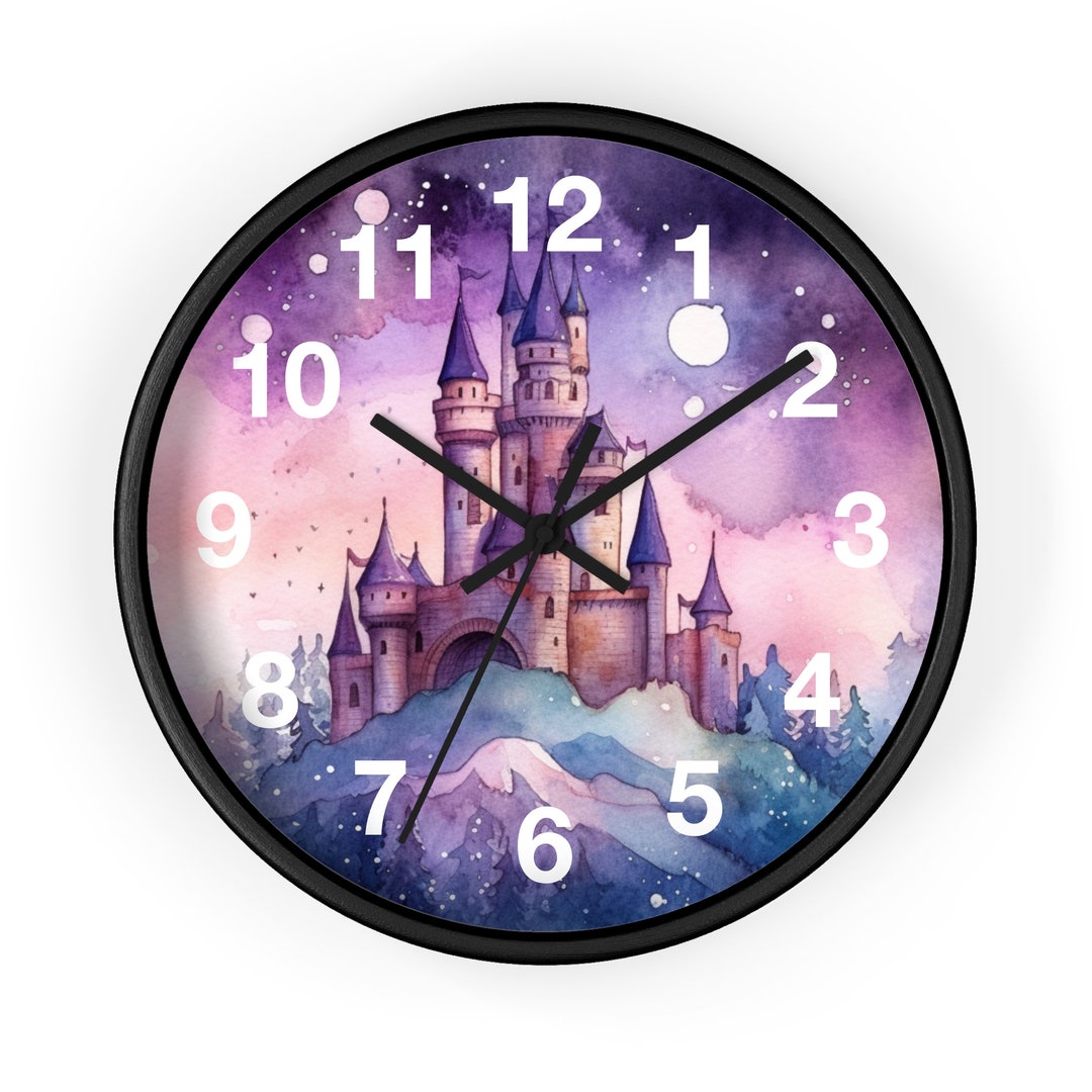 Castle Wall Clock Fairy Tales Majestic Clock Rainbow Castle Kids Wall ...