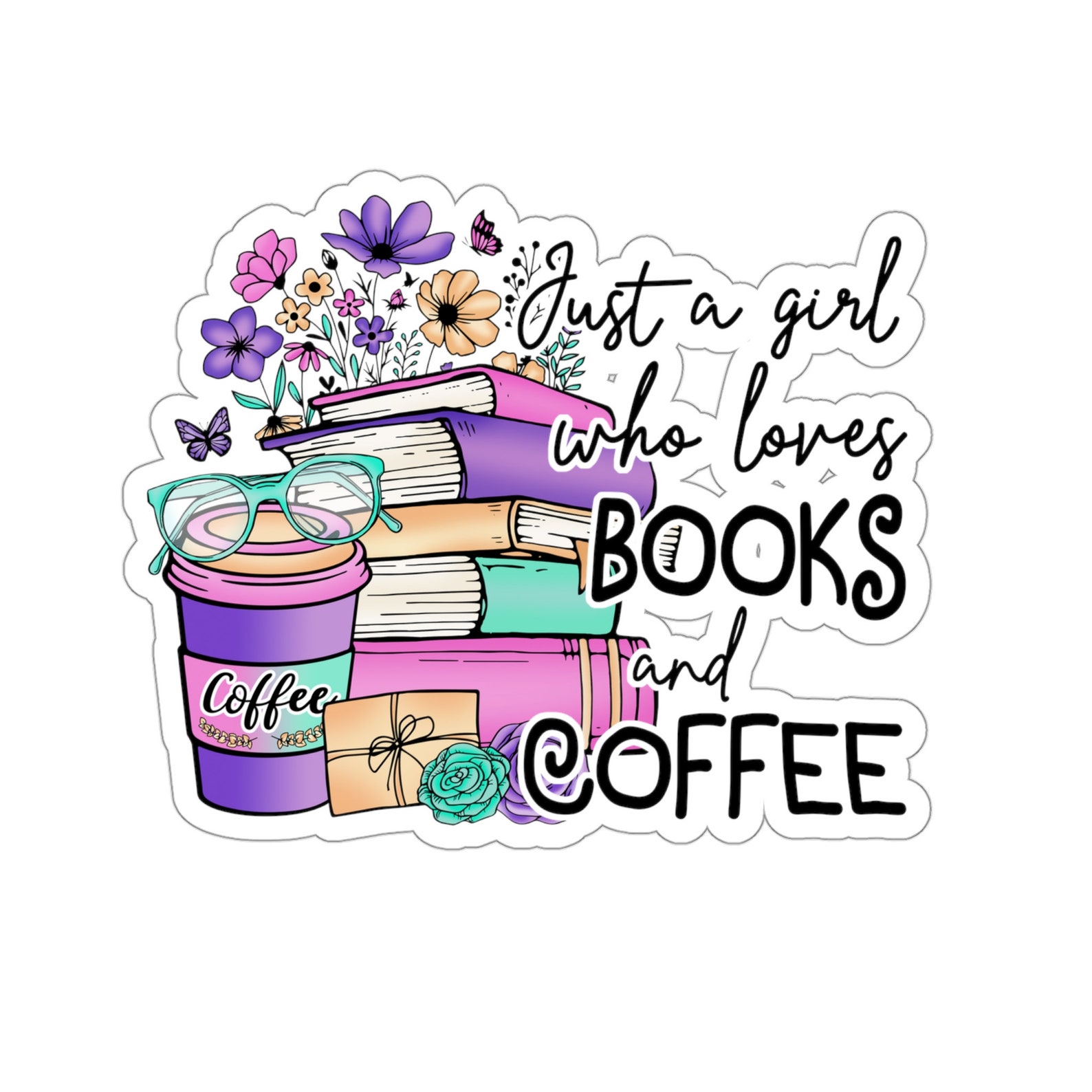 Book and Coffee Sticker Just One More Chapter Bookish Decal Bookish ...