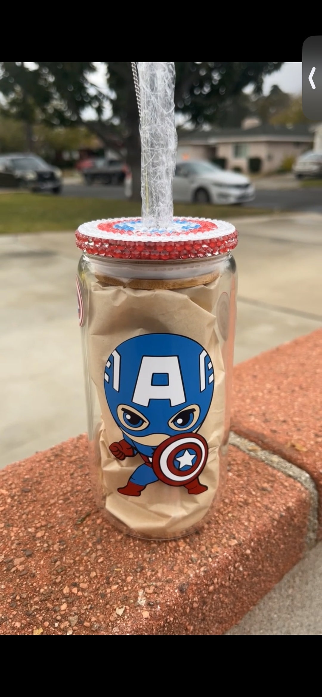 Captain America Glass Can - Etsy