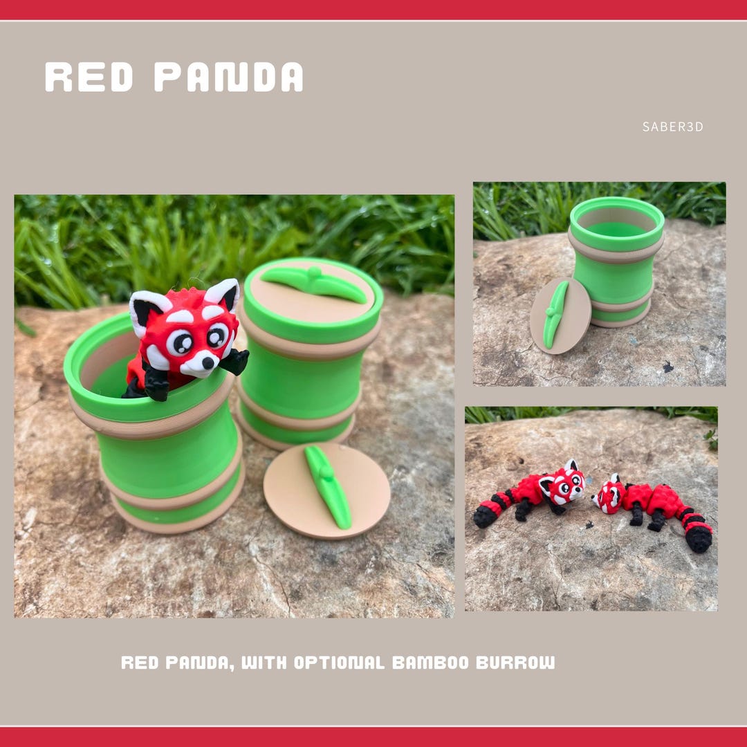 Flexi 3D Printed Red Panda, Articulated Panda Fidget, Flexible Panda ...