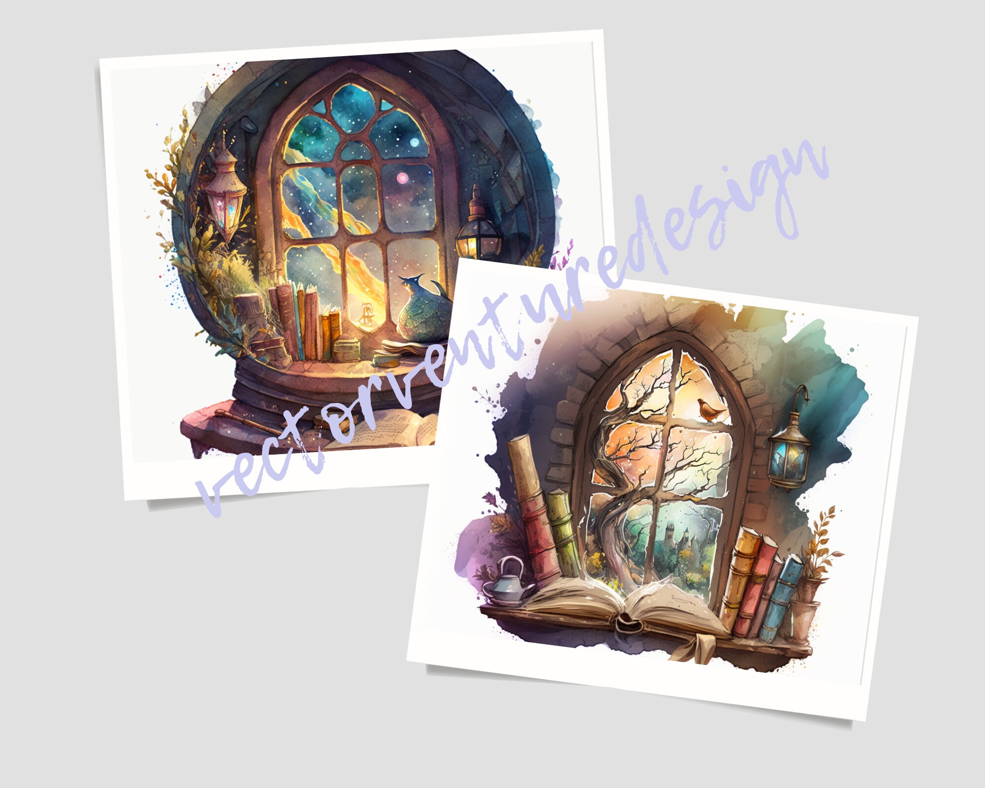 Watercolor Wizard's Window Printable Art - Digital Design Bundle of 10 ...