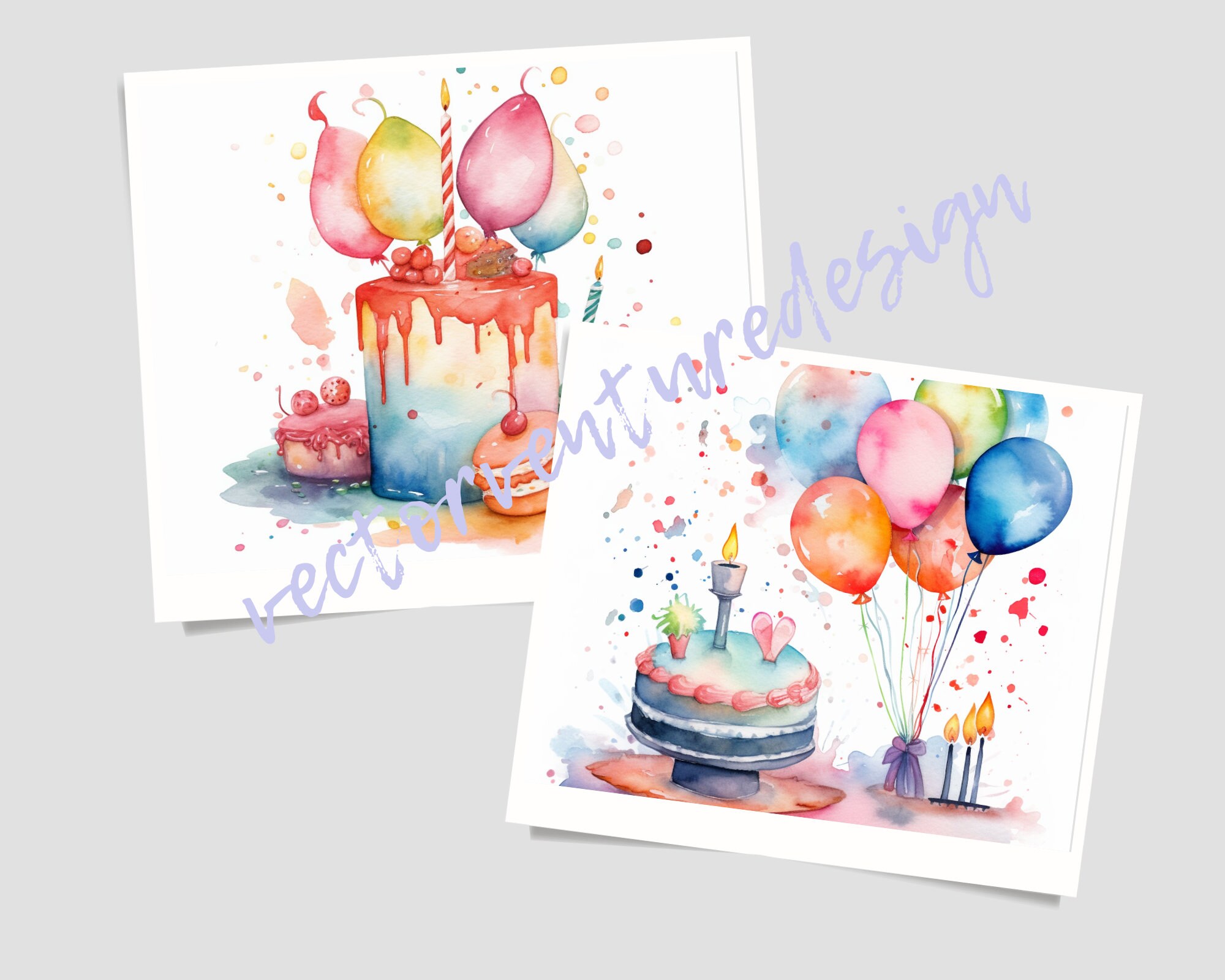 Birthday Celebration Printable Art - Digital Design Bundle of 10 - Clip ...