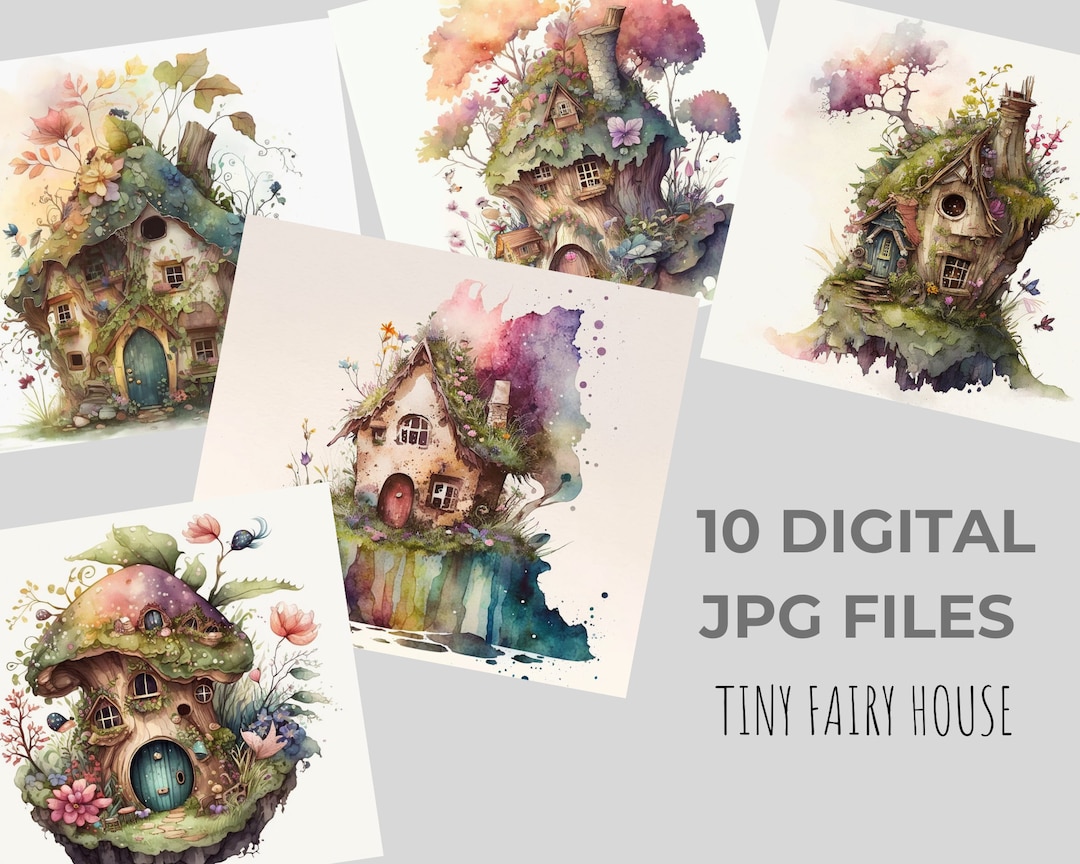 Watercolor Fairy House Clip Art - 10 JPG Files - Instant Download ...