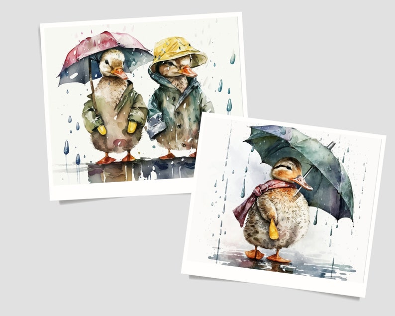 Ducklings in the Rain Printable Art - Digital Design Bundle of 10 ...
