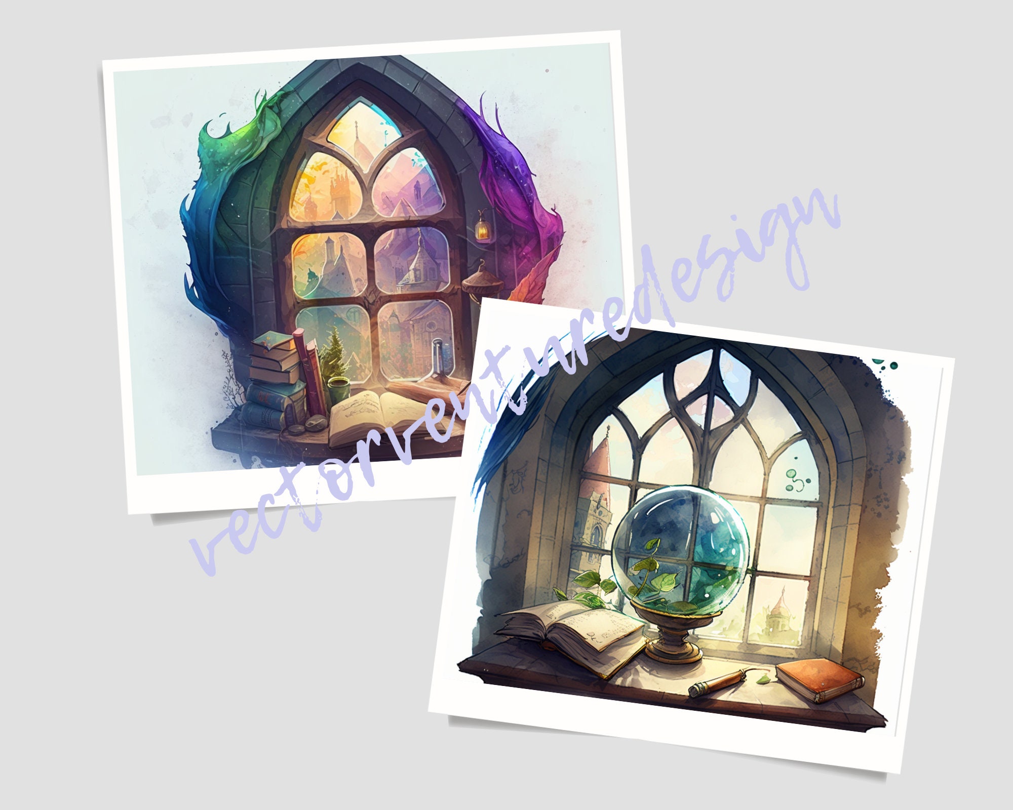 Watercolor Wizard's Window Printable Art - Digital Design Bundle of 10 ...