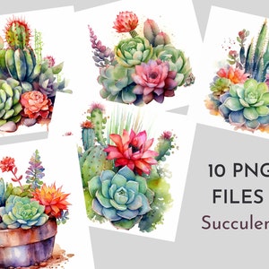 Watercolor Succulent Printable Art - Digital Design Bundle of 10 ...
