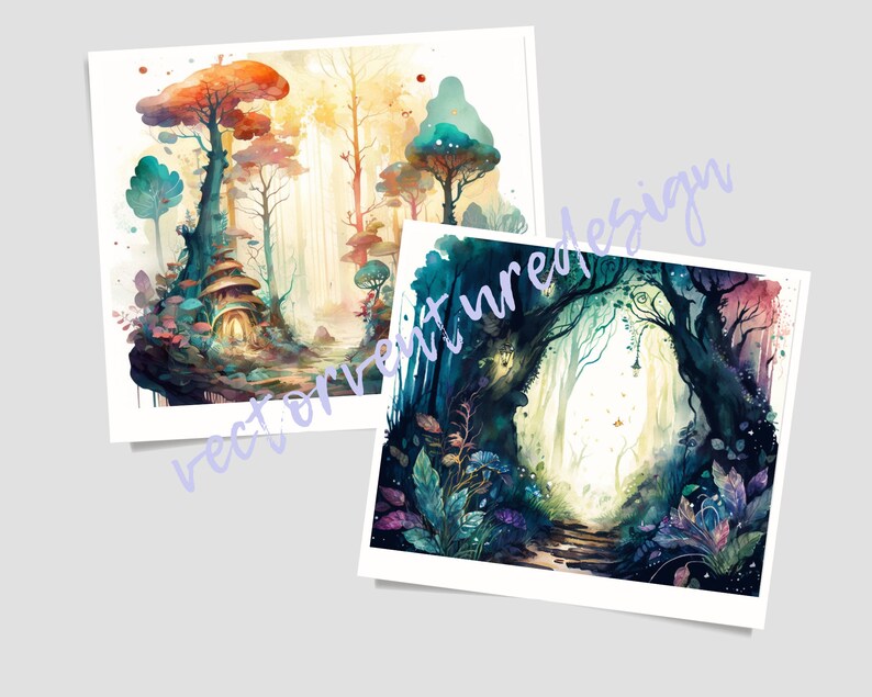 Watercolor Enchanted Forest Printable Art - Digital Design Bundle of 10 ...