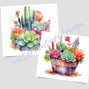 Watercolor Succulent Printable Art - Digital Design Bundle of 10 ...