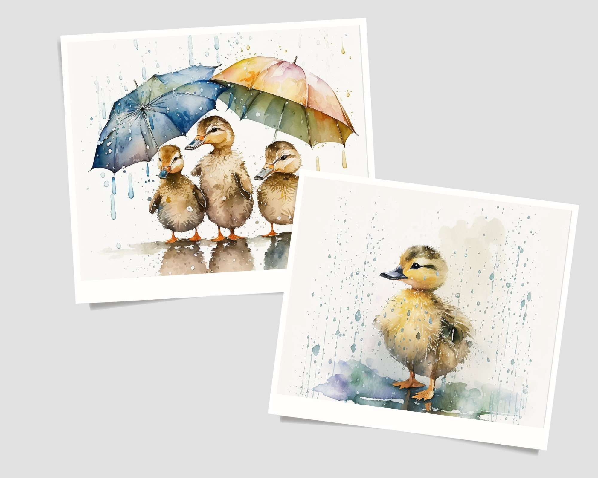 Ducklings in the Rain Printable Art - Digital Design Bundle of 10 ...