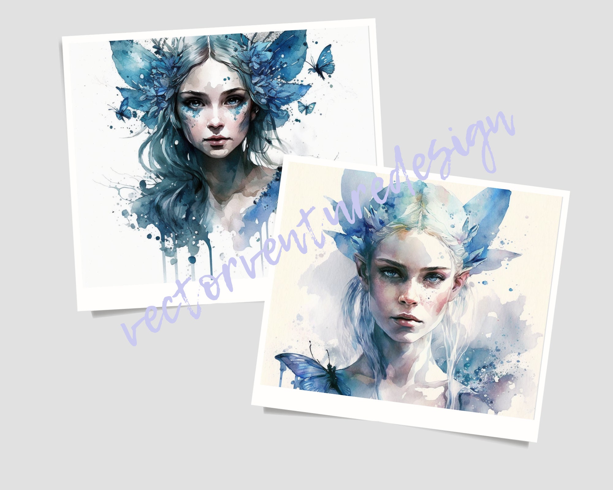 Watercolor Blue Fairy Printable Art Digital Design Bundle of - Etsy