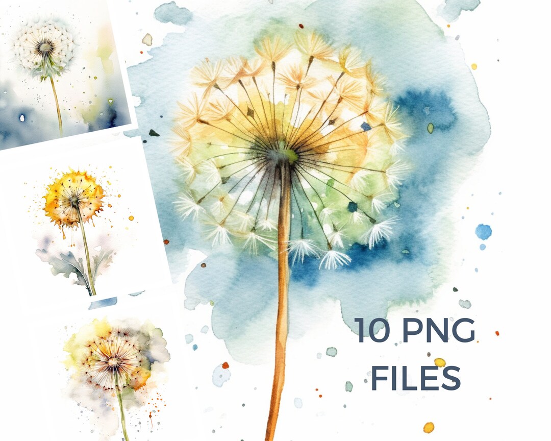 Watercolor Dandelion 10 Pc PNG Bundle - Floral PNG - Botanical Art ...
