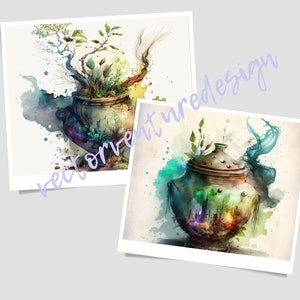 Fantasy Pot 10pc PNG Bundle - Fairy Tale PNG - Watercolor Magical ...