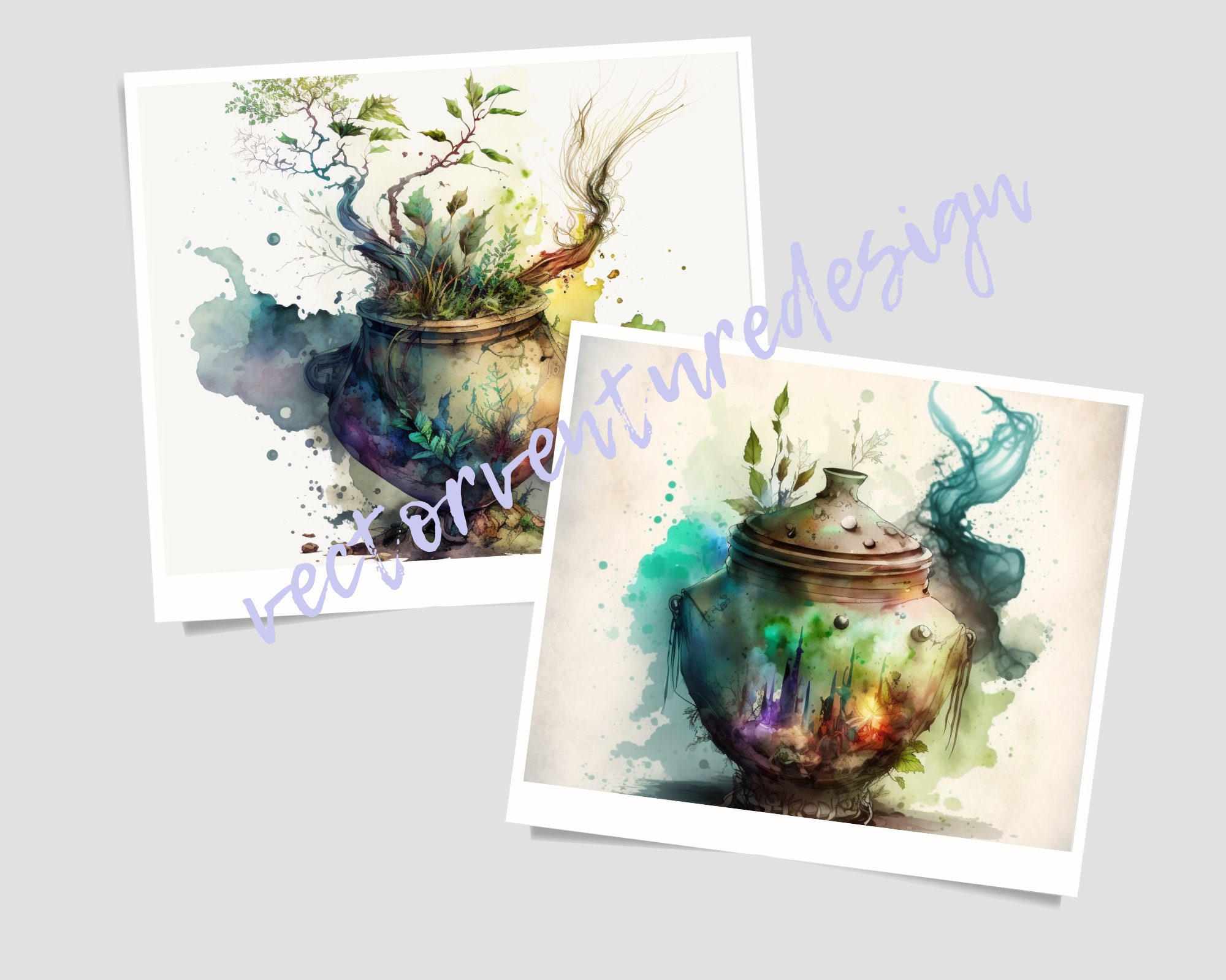 Fantasy Pot 10pc PNG Bundle - Fairy Tale PNG - Watercolor Magical ...