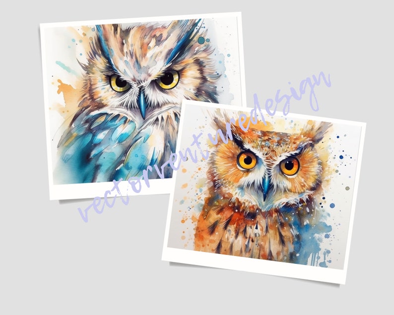 Watercolor Wise Owl Printable Art - Digital Design Bundle of 10 ...