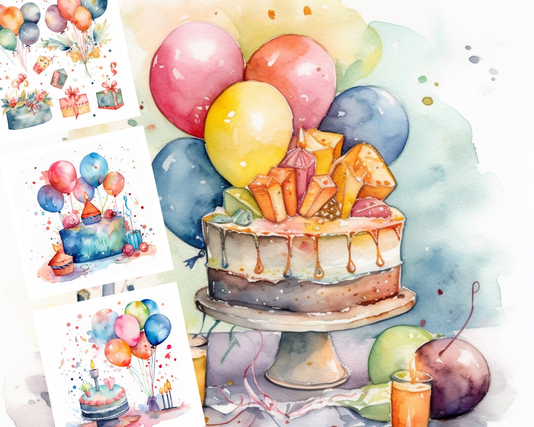 Birthday Celebration Printable Art - Digital Design Bundle of 10 - Clip ...