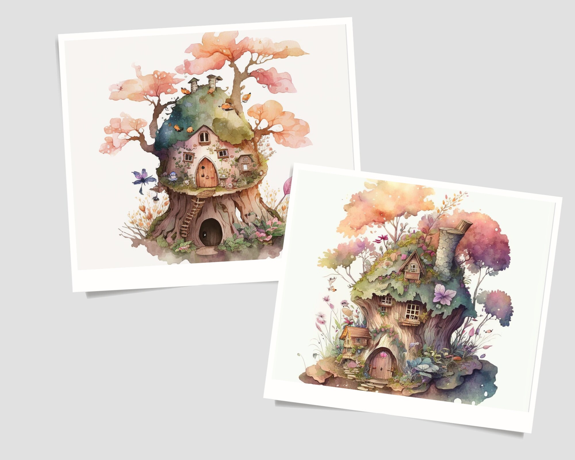 Watercolor Fairy House Clip Art 10 JPG Files Instant - Etsy
