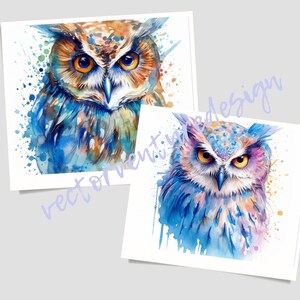 Watercolor Wise Owl Printable Art - Digital Design Bundle of 10 ...