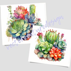 Watercolor Succulent Printable Art - Digital Design Bundle of 10 ...