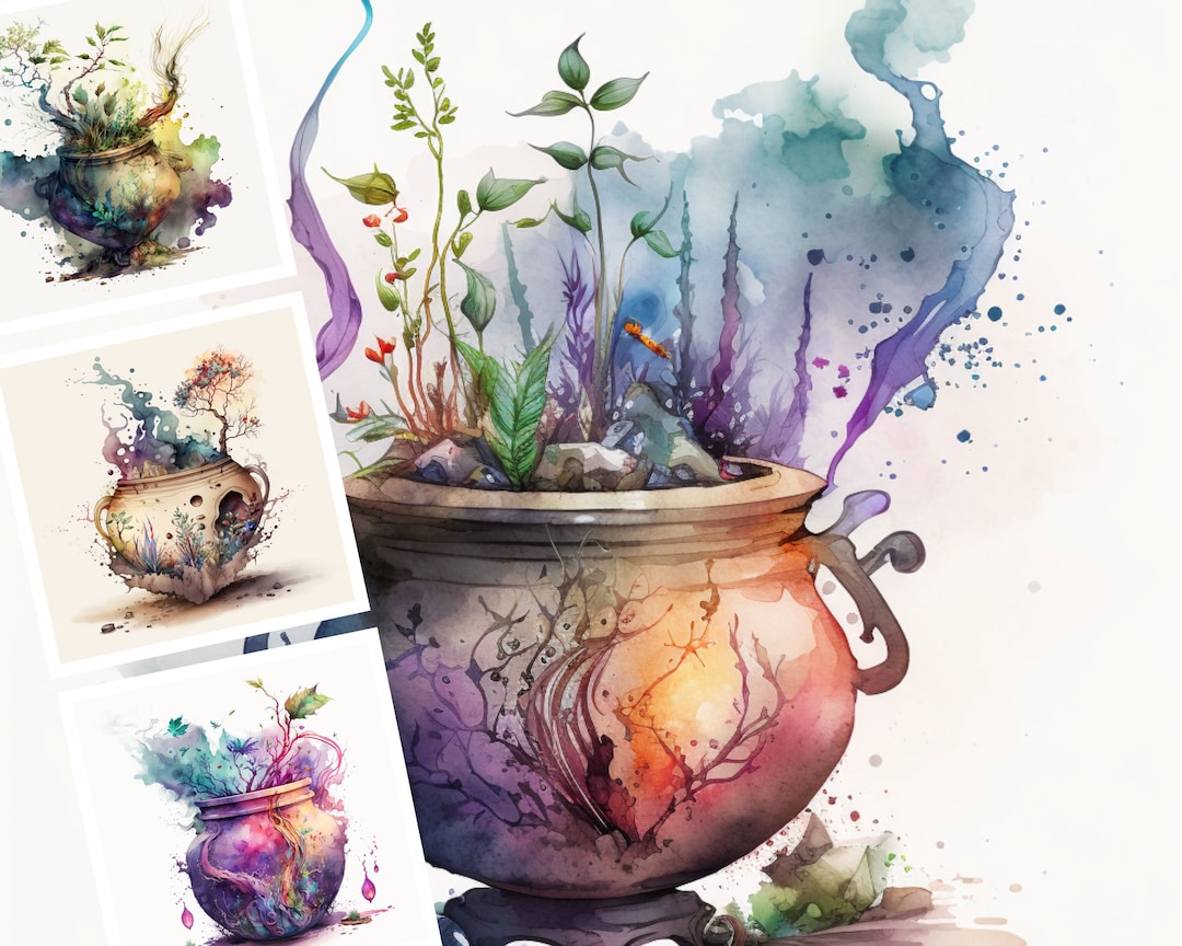 Fantasy Pot 10pc PNG Bundle - Fairy Tale PNG - Watercolor Magical ...
