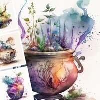 Vintage Watercolor Potion Bottle Clipart Set Instant Download ...