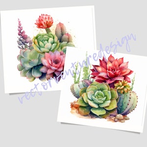 Watercolor Succulent Printable Art - Digital Design Bundle of 10 ...