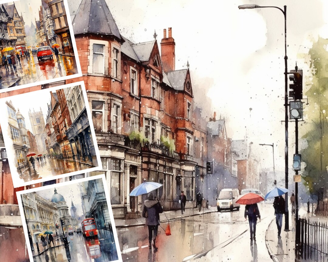 Rainy London Street Printable Art - Digital Design Bundle of 10 ...