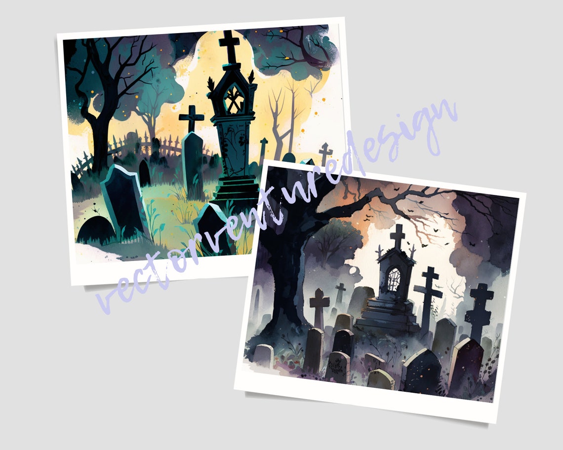 Spooky Graveyard PNG Clip Art 10 PNG Files Commercial Use Instant ...