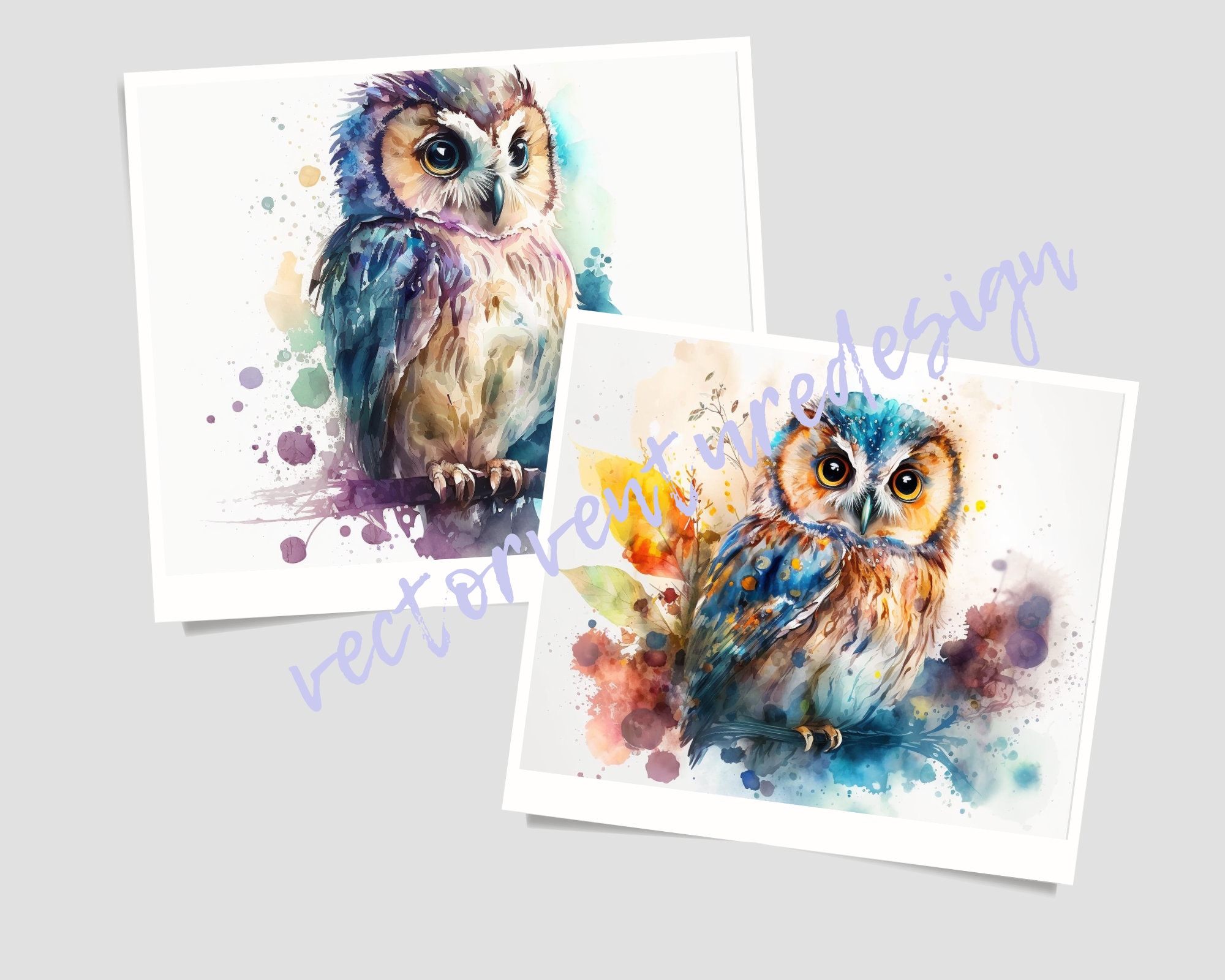 Watercolor Cute Owls Printable Art - Digital Design Bundle of 10 - Clip ...