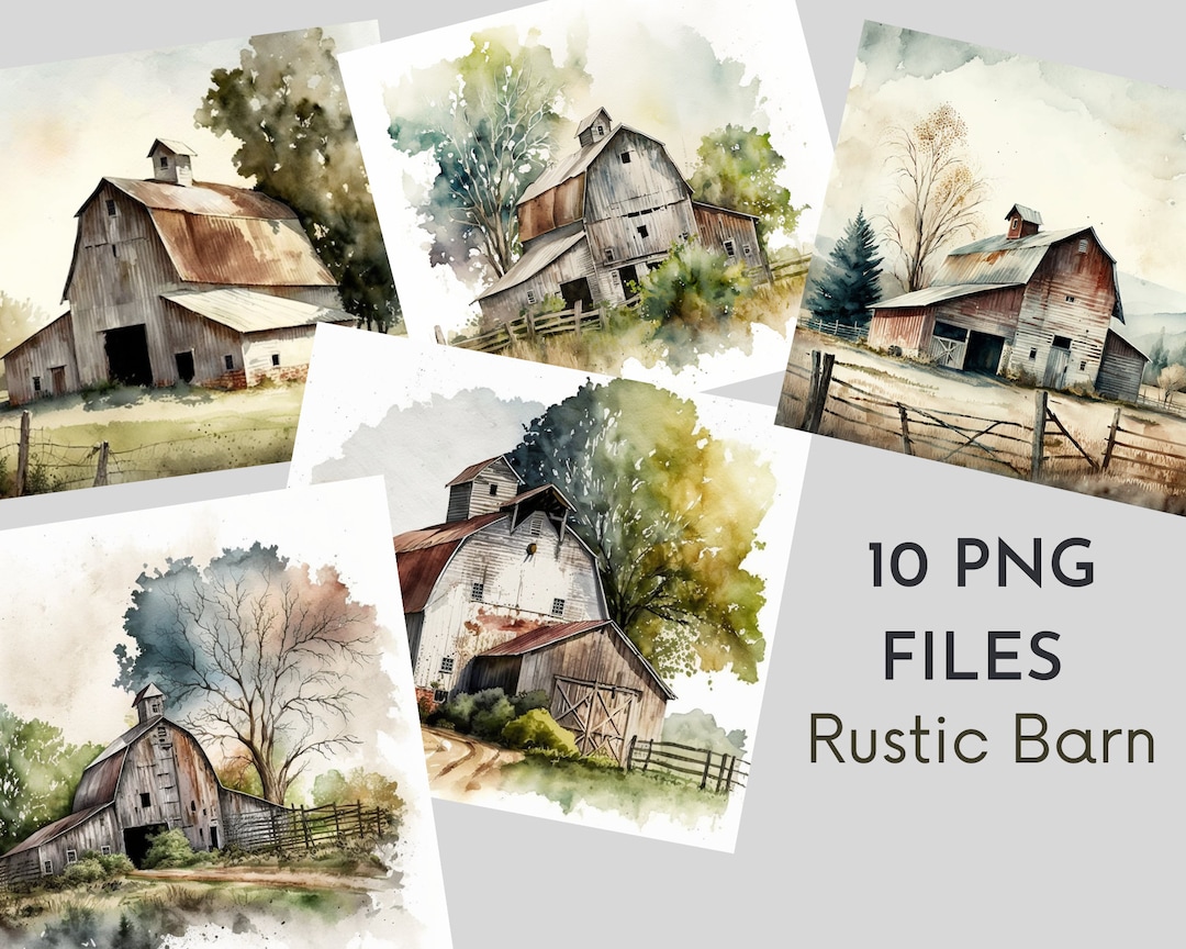 Rustic Barn 10pc PNG Bundle - Farmer Clip Art - Commercial Use -country Junk Journal Art - Rural ...