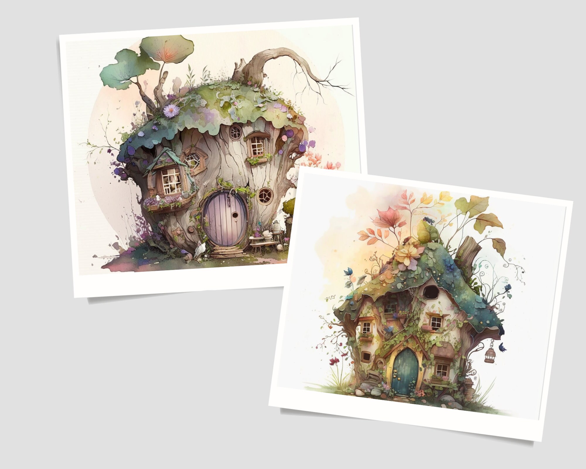 Watercolor Fairy House Clip Art 10 JPG Files Instant Download Printable ...