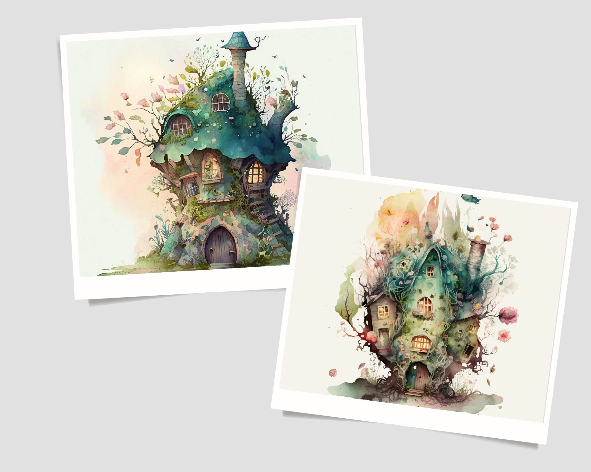 Watercolor Fairy House Clip Art 10 JPG Files Instant - Etsy