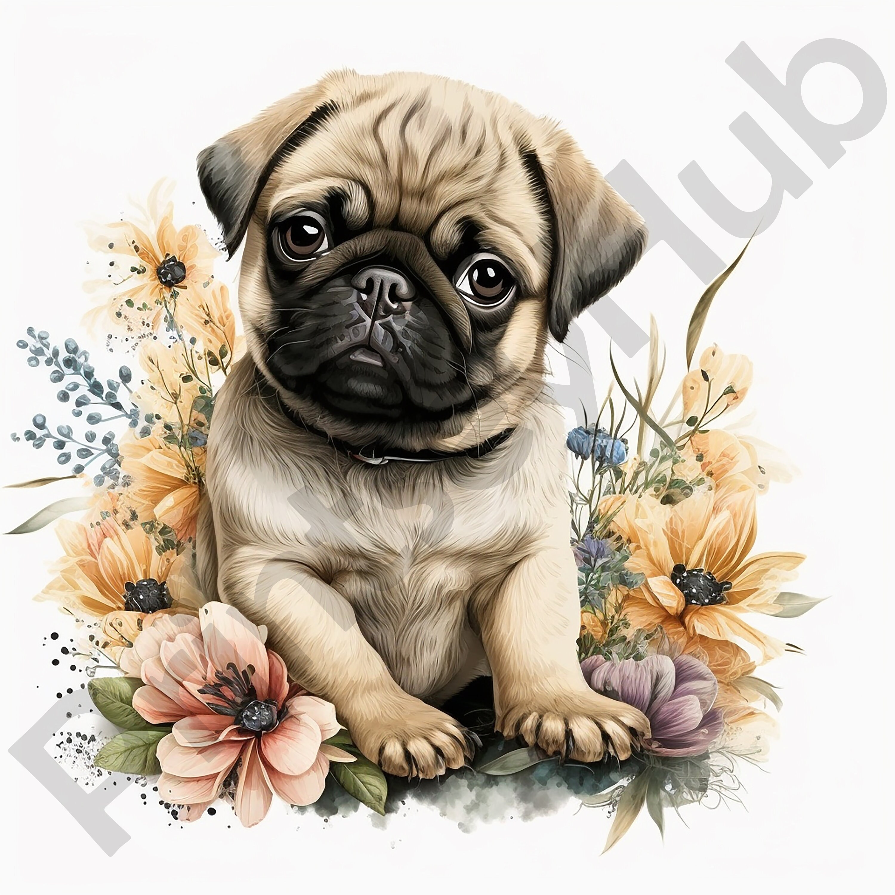 Best Pug Clipart Bundle Cute Adorable Pug Puppy Images High Quality ...