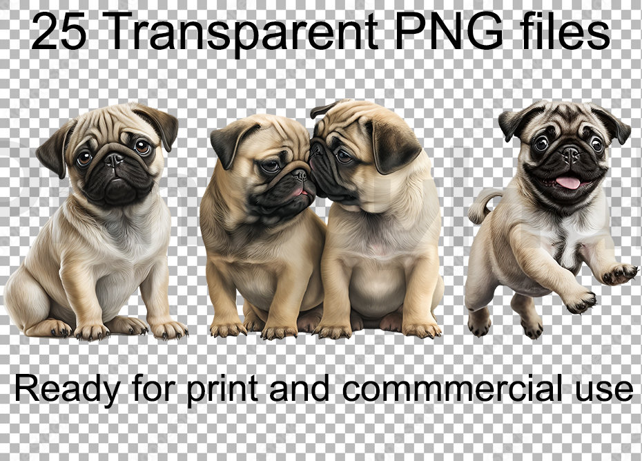 Best Pug Clipart Bundle Cute Adorable Pug Puppy Images High Quality ...