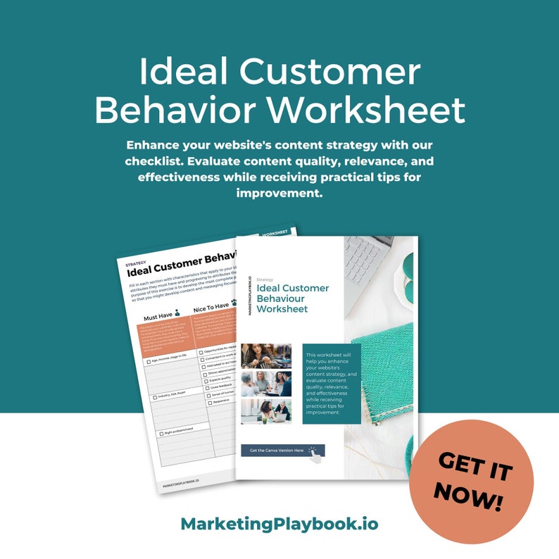Ideal Customer Behavior Worksheet Business Worksheet Small Business ...