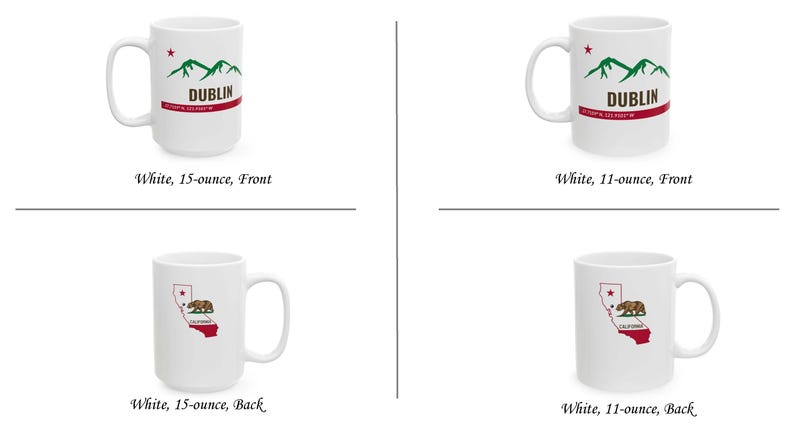 Dublin Coffee Mug, California Coffee Mug, Dublin California Souvenir ...