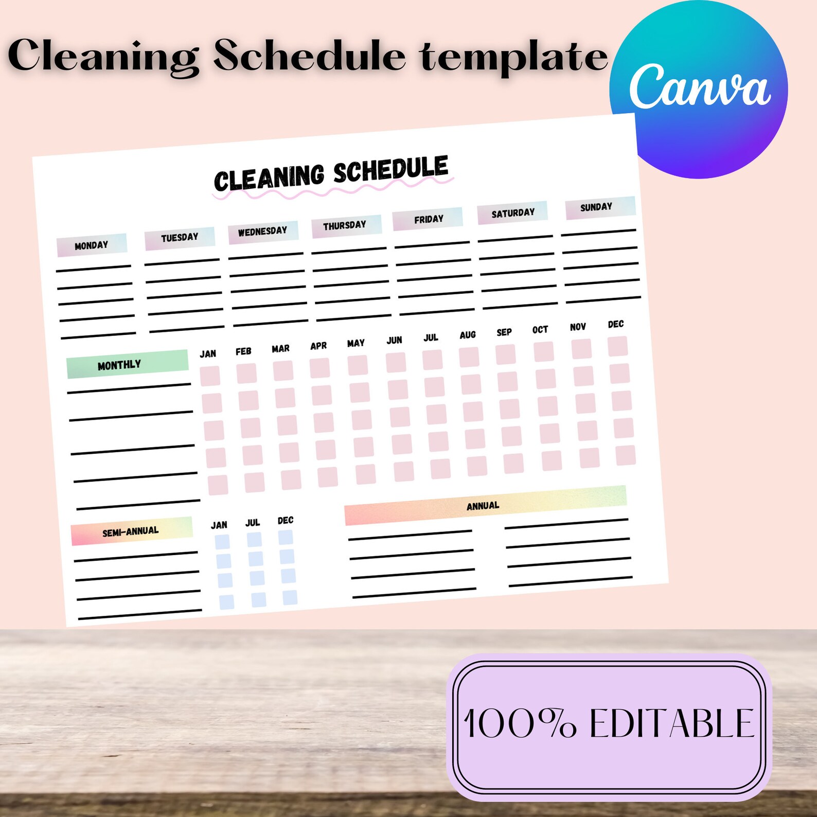 Colorful Cleaning Schedule Printable Weekly Cleaning Schedule Template ...