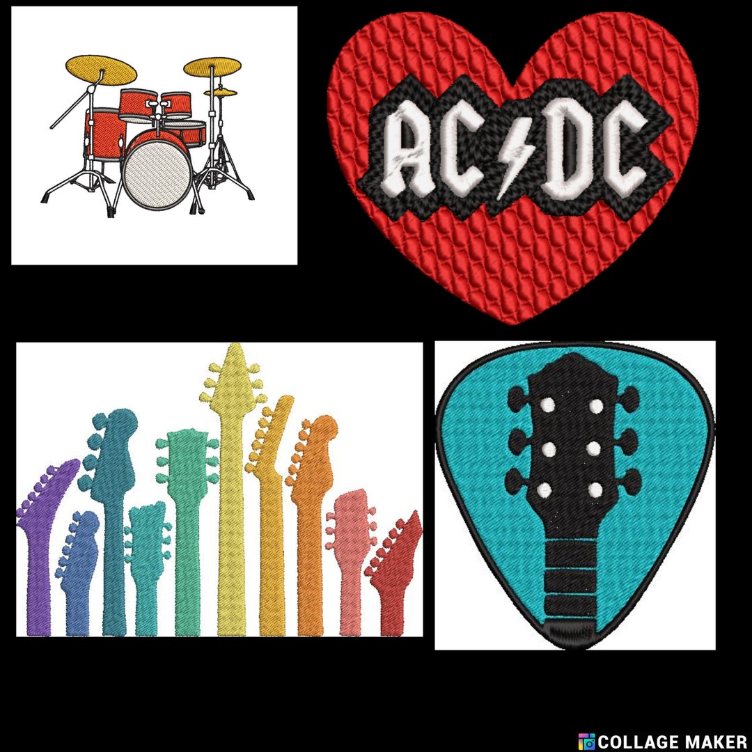 Iron on Patches - AC/DC, Guitars, Guitar Pick, Drums - Etsy