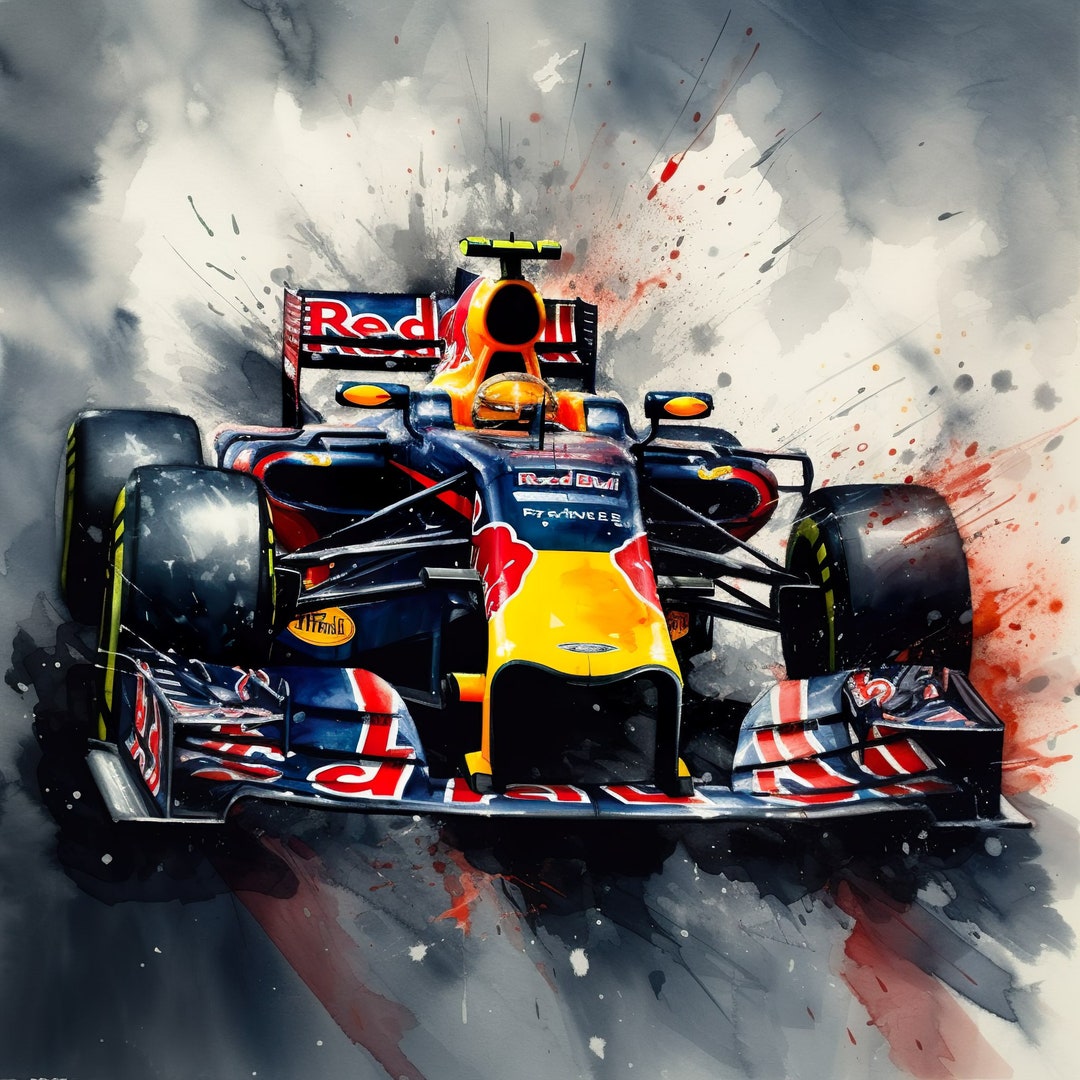 Red Bull F1 Race Car Watercolour Art Design Digital Download Png File ...