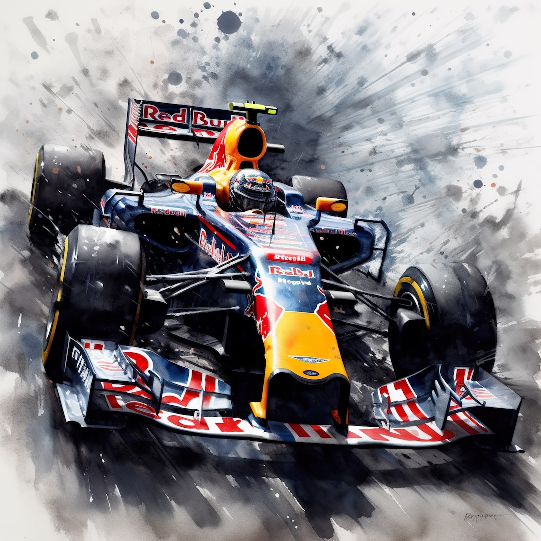 Red Bull F1 Race Car Watercolour Art Design Digital Download Png File ...