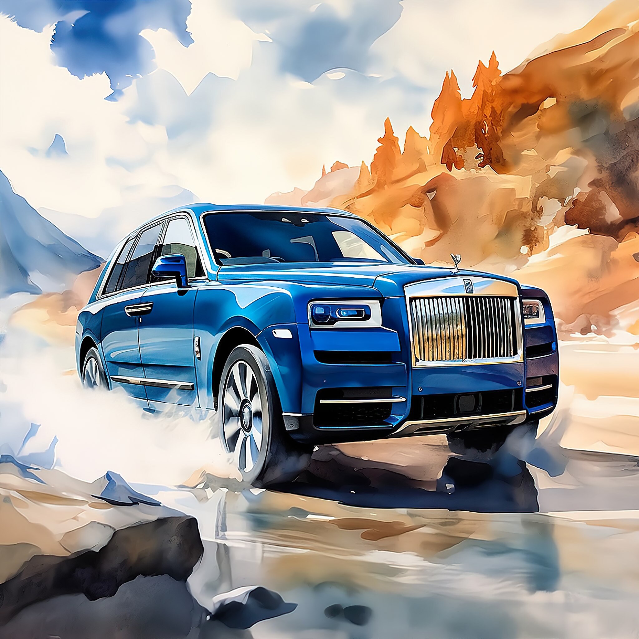 Rolls Royce Cullinan Watercolour Art Design Digital Download Png File ...