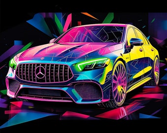 Mercedes E63 AMG Neon Art Digital Download PNG File - Etsy