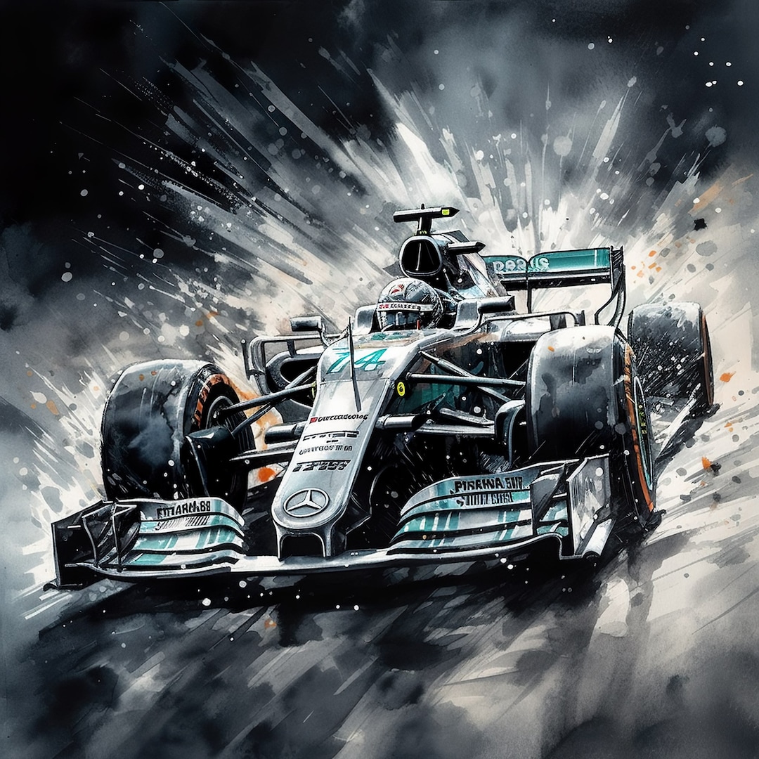 Mercedes F1 Race Car Watercolour Art Design Digital Download Png File ...