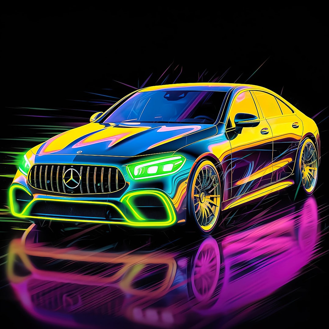 Mercedes S63 AMG Neon Art Digital Download PNG File - Etsy