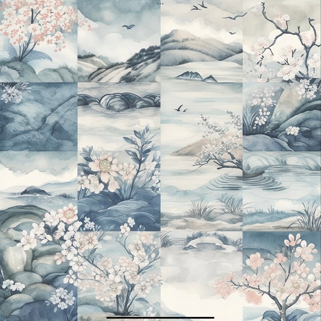 Japanese Cherry Blossoms art design tile digital download png file ...