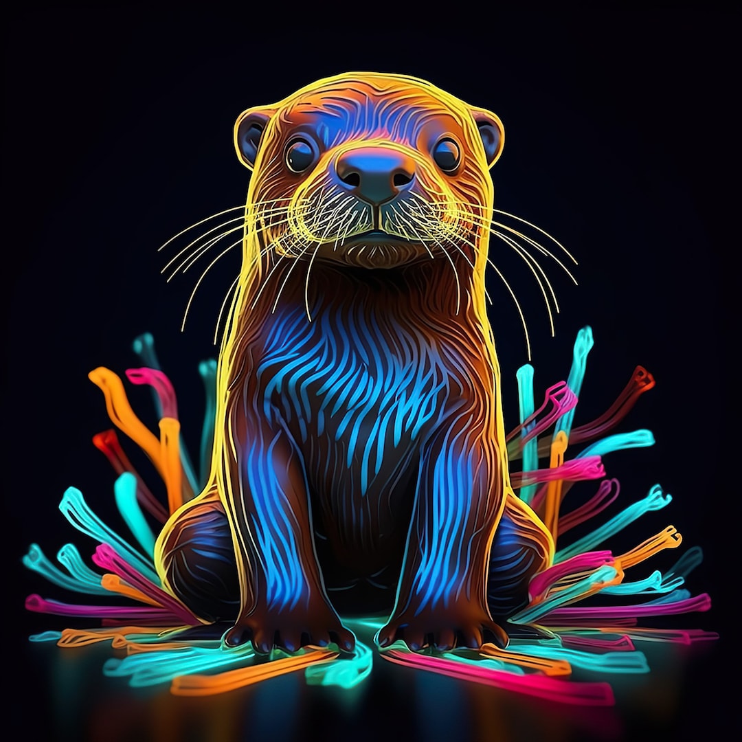 Neon Otter Art Design, Digital Download Png File. - Etsy