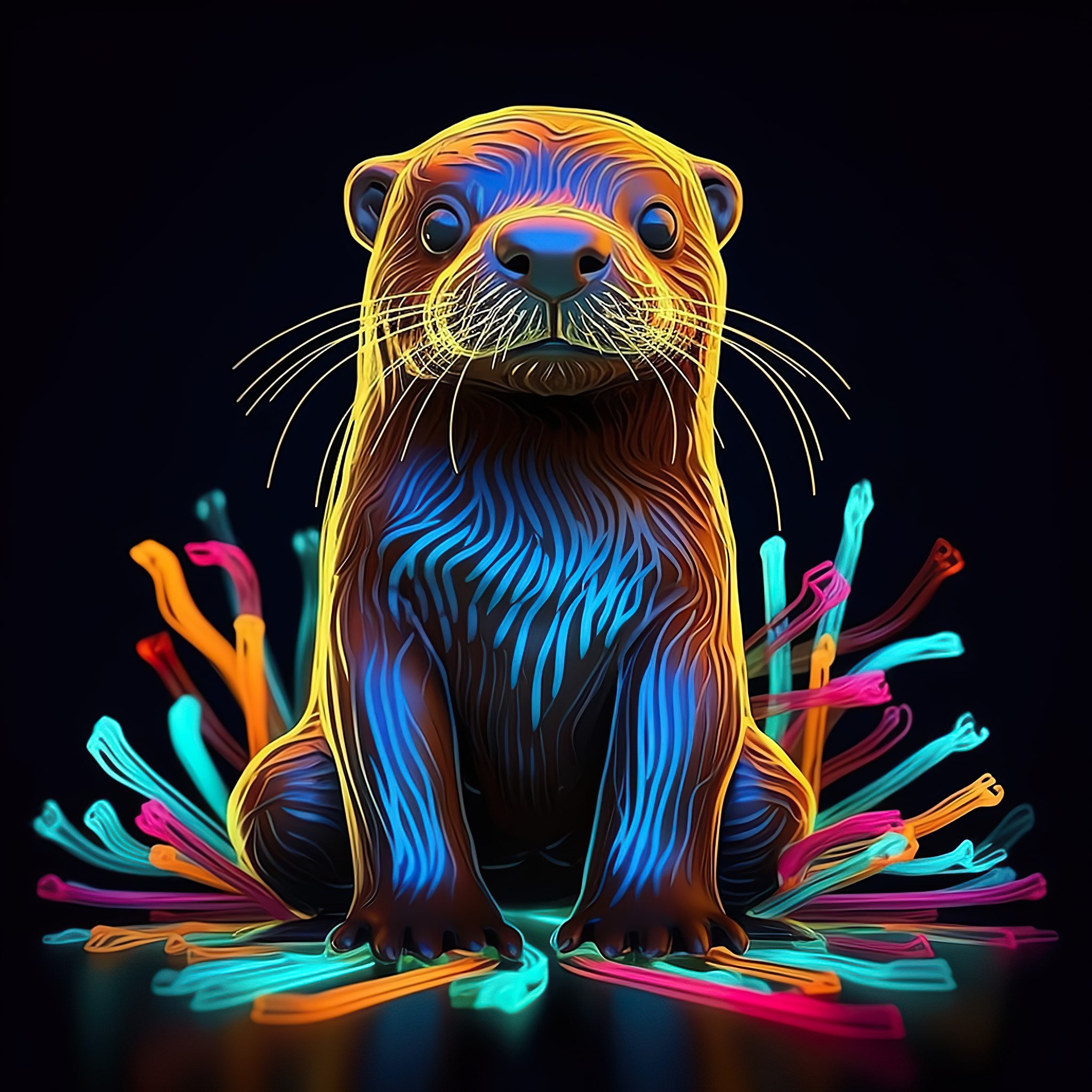 Neon Otter Art Design, Digital Download Png File. - Etsy